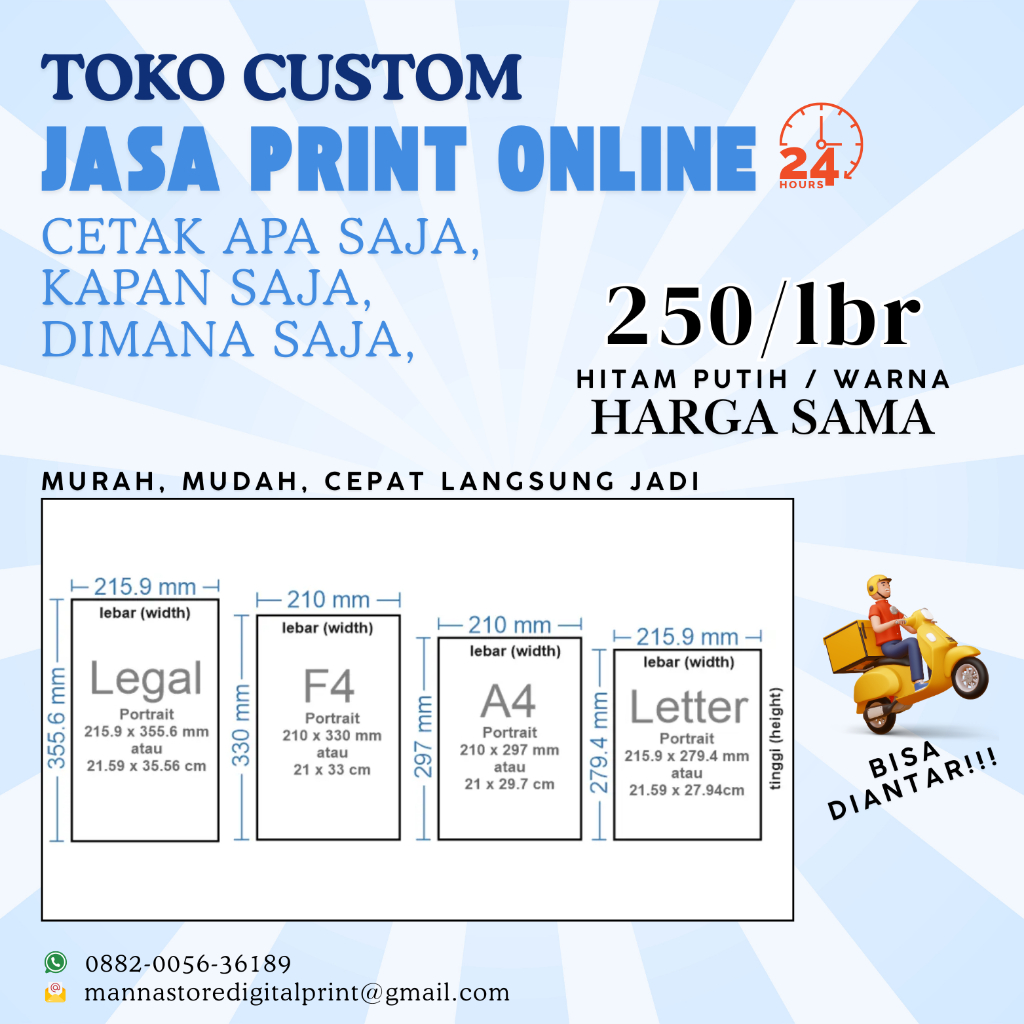 Jual Print / Cetak Dokumen ukuran A4/F4/Letter/Legal dll untuk Makalah ...