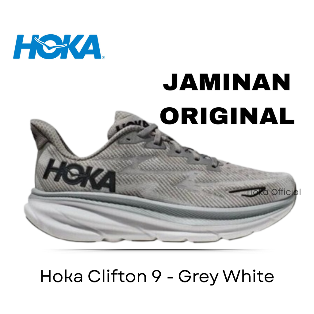 Jual H0KA One One Clifton 9 Grey White Running Shoes | Shopee Indonesia
