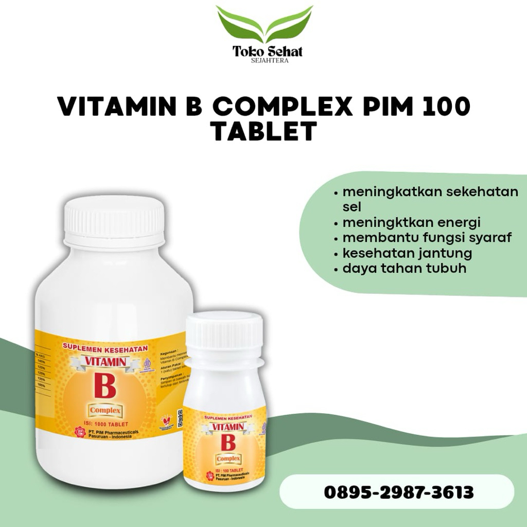 Jual Vitamin B Complex PIM 100 Tablet untuk daya tahan tubuh,capek ...