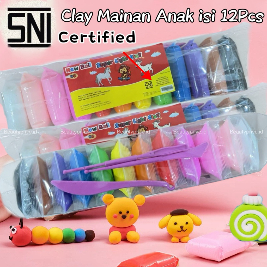 Jual Clay Jumbo Clay mainan anak isi 12pcsb Clay Polymer Mainan Anak ...