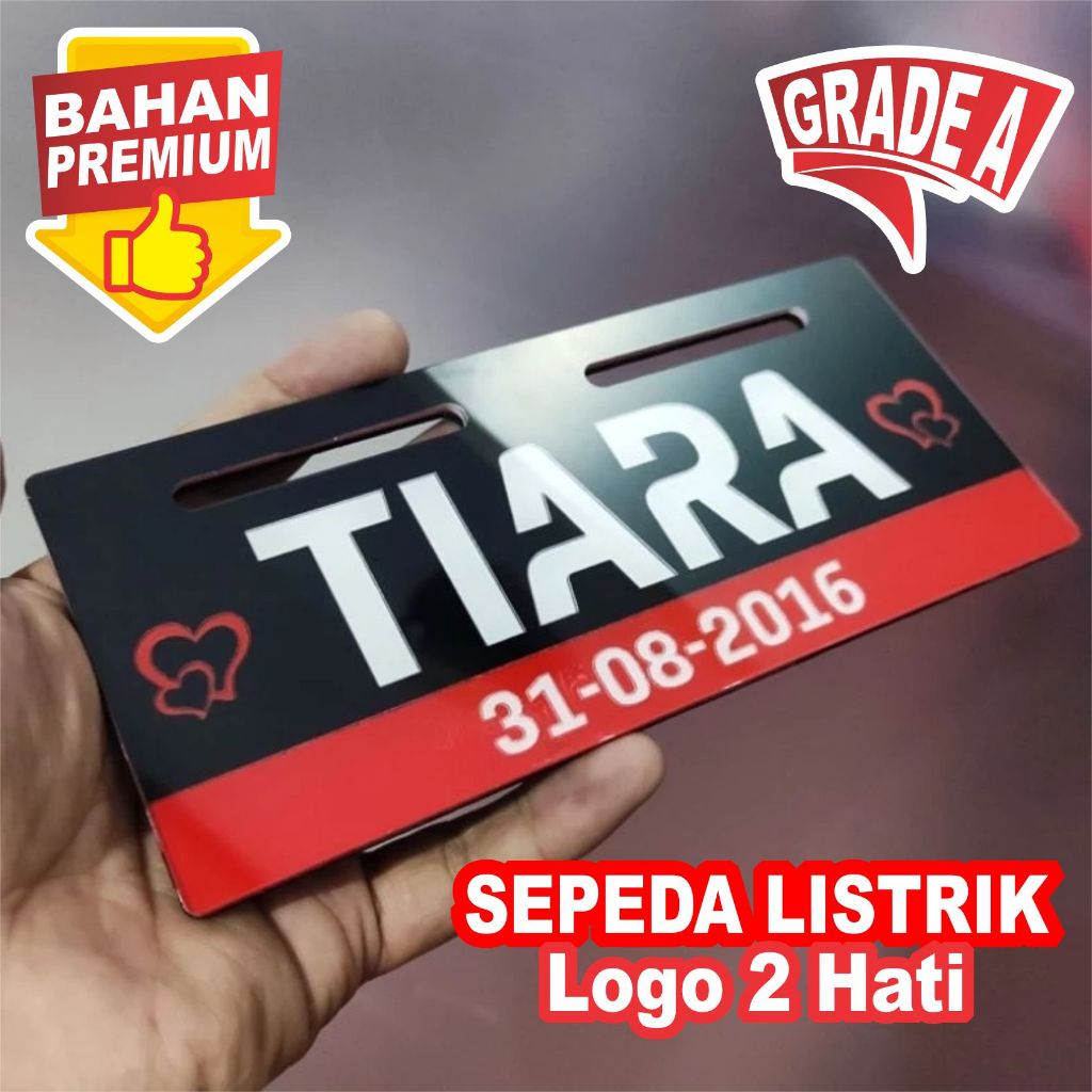 Jual PLAT SEPEDA LISTRIK AKRILIK CUSTOM NAMA LOGO DUA HATI | Shopee ...