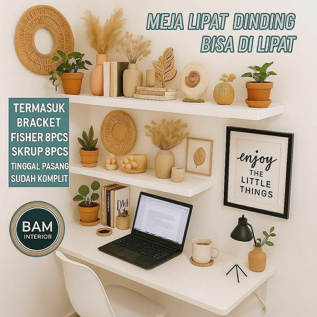 Jual Meja Lipat Tempel Dinding Tanpa Bor Ukuran 120x50cm 120x40cm ...