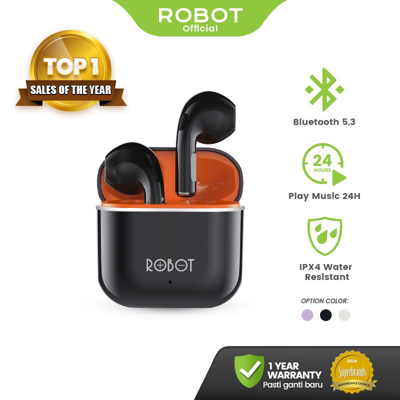 Jual [SPECIAL LIVE] ROBOT TWS Wireless Earphone Airbuds T50S Original ...