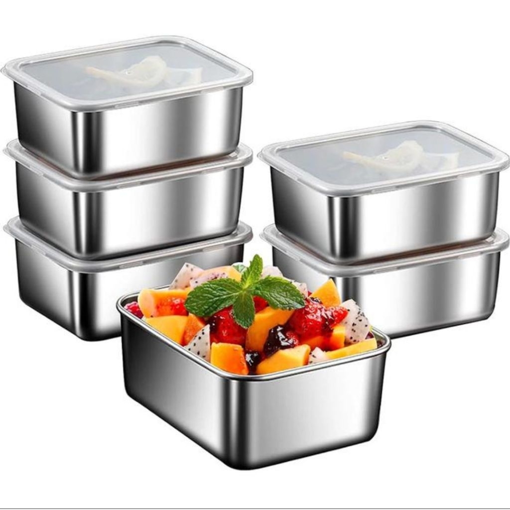 Jual Food Box Mini / Nampan Stainless Saji Mini Tutup Plastik | Shopee ...