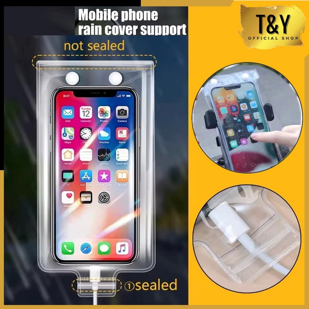 Jual T&Y Sarung HP Anti Air Motif Polos Pouch Cover HP Transparant ...