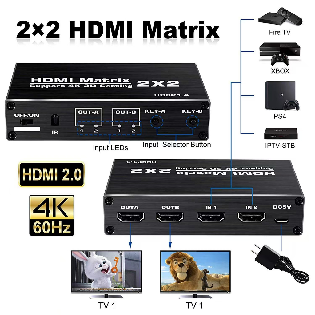 Jual TJBOX HDMI Matrix Switcher 2x2 (2 input & 2 output) suport Up to ...