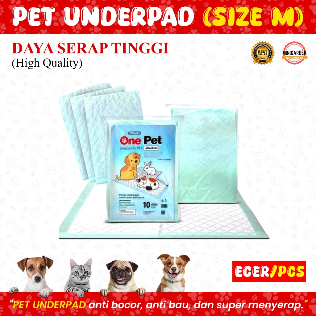 Jual PET UNDERPAD SIZE M 45X60 CM pet diaper perlak kandang alas pipis ...