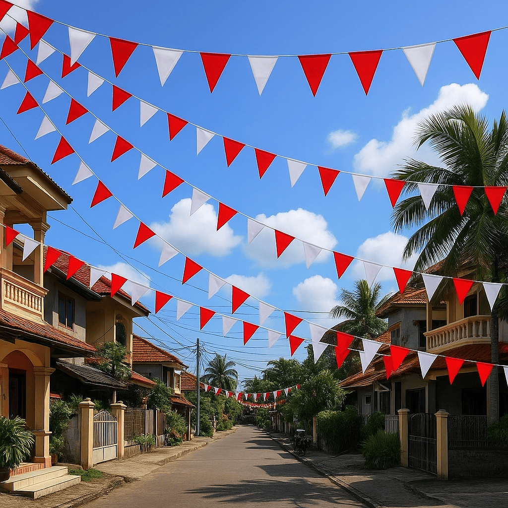 Jual 150 pcs Umbul Umbul Kain 60 meter Bendera Garland Merah Putih Banner Dekorasi 17 Agustus ...
