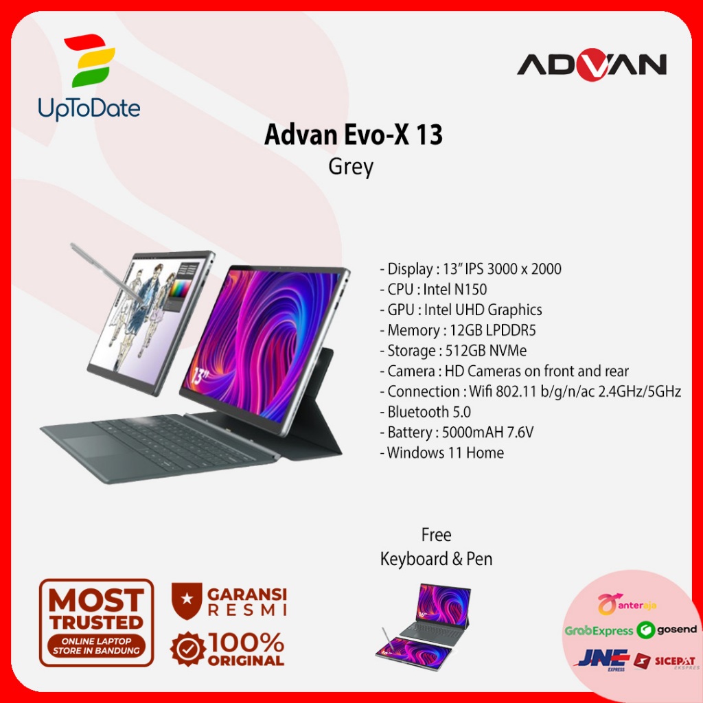 Jual ADVAN Laptop 2 in 1 Evo-X Intel N150 12GB/512GB IPS Layar 3K 100% ...