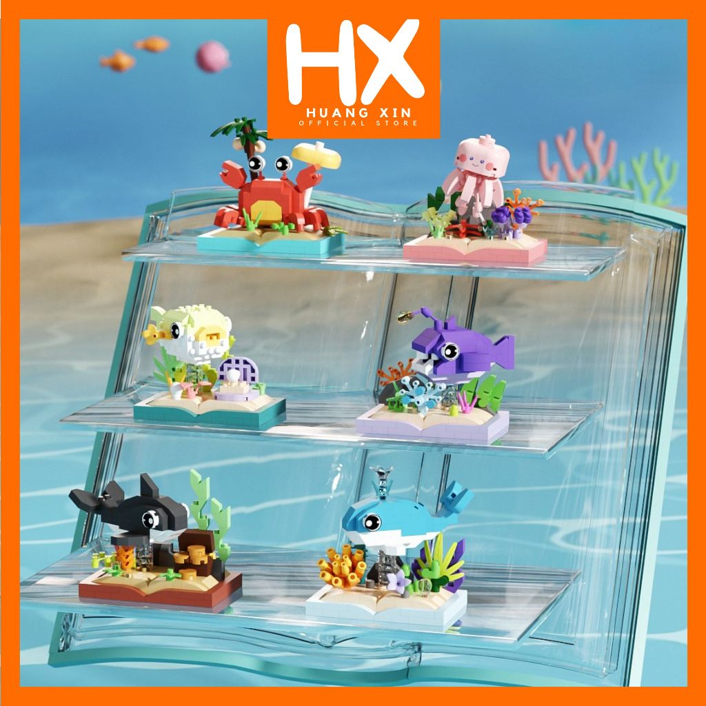 Jual HX Sea Marine Life Mini Brick Building Blok Toys Puzzle Mainan ...