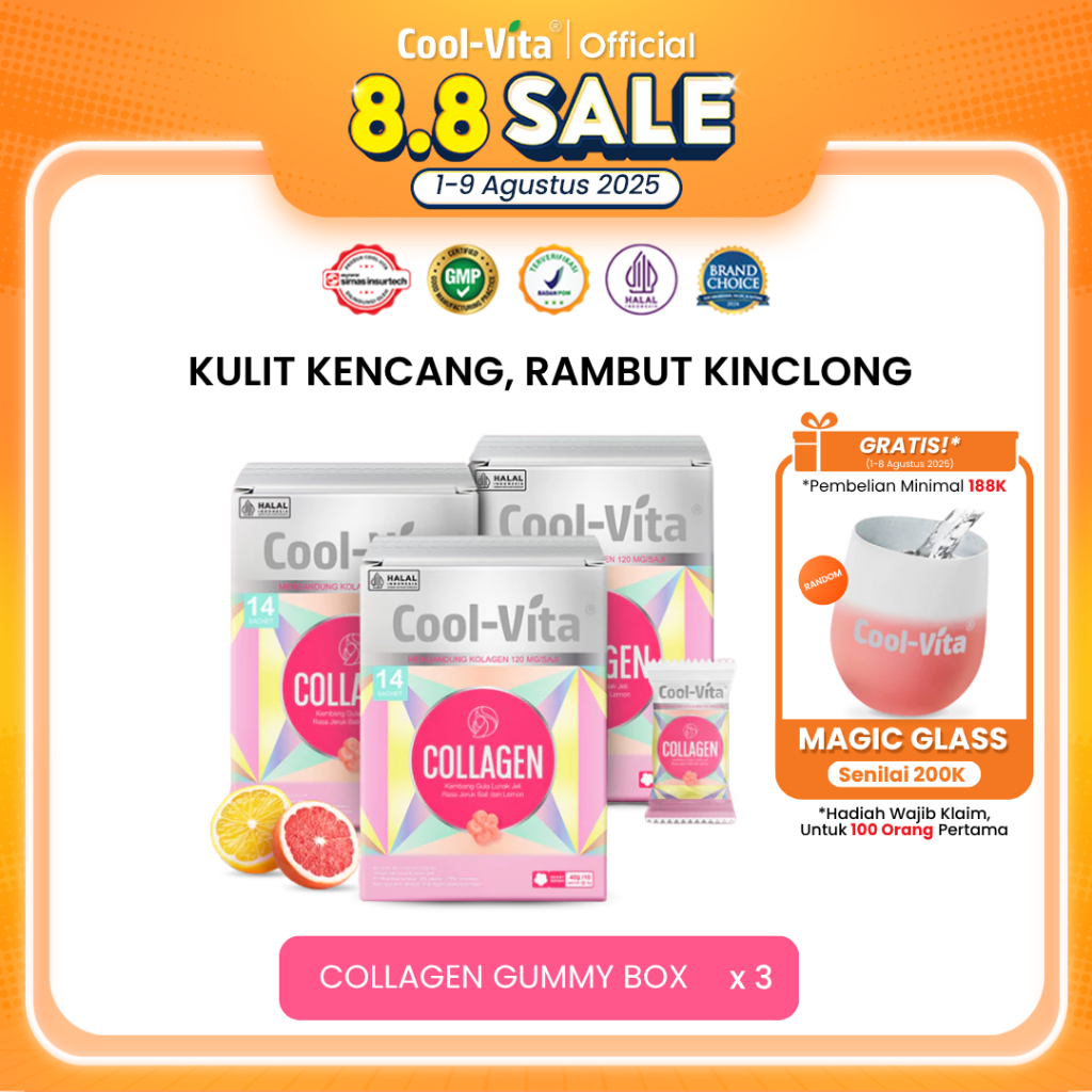 Jual 【Exclusive live】Coolvita 3 Box Collagen Gummy Isi 42 - Suplemen ...