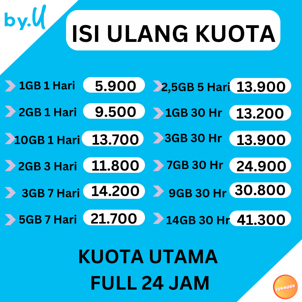 Jual Isi Ulang Paket Data Kuota Internet Byu B.yU Harian Bulanan ...