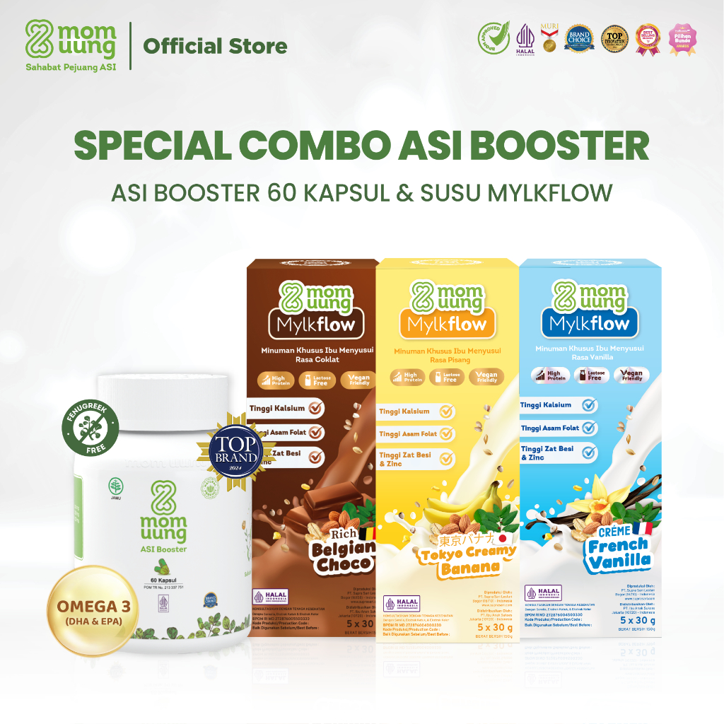 Jual Mom Uung Combo Booster - ASI Booster 60 Kapsul & Susu Mylkflow 5 ...