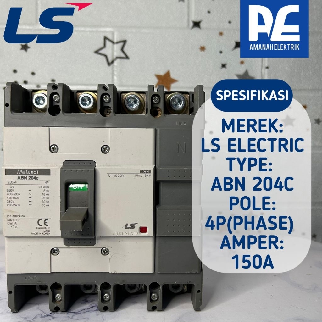 Jual MCCB BREAKER LS ELECTRIC ABN 204C 4 PHASE 150A SECOND ORIGINAL | Shopee Indonesia