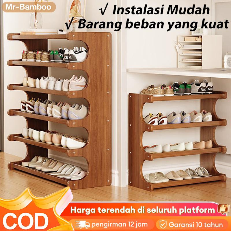 Jual Rak Sepatu Rak Sepatu Bambu Rak Sepatu Susun Alami Rak Sepatu ...