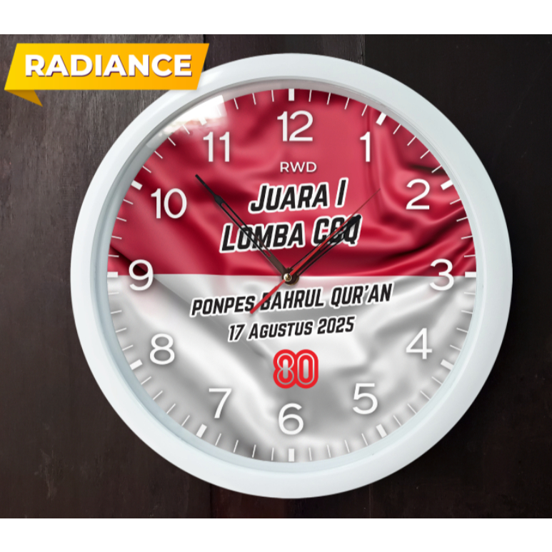 Jual Jam dinding hadiah juara lomba agustusan 32cm bisa custom kenang ...