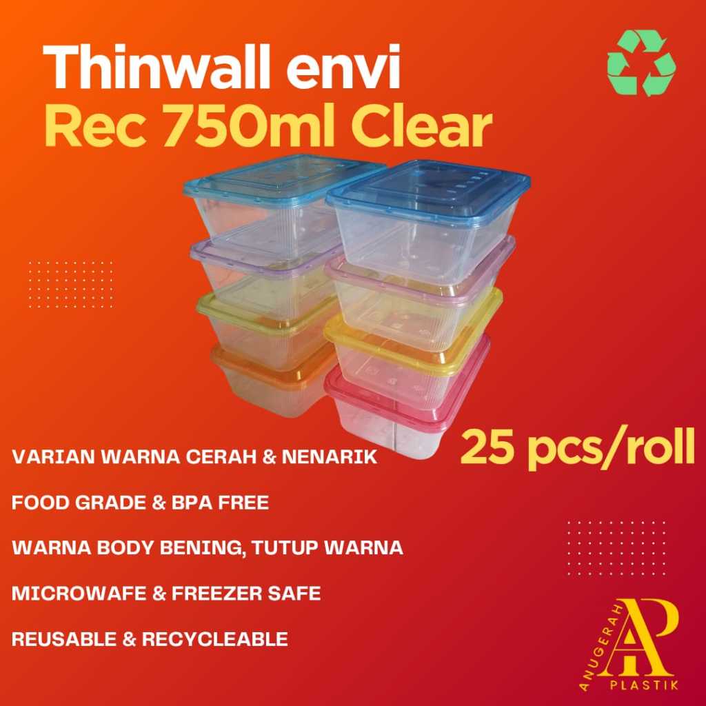 Jual THINWALL 750 ML + TUTUP WARNA CLEAR MEREK ENVI PREMIUM HARGA 1 CARTON ISI 500 PCS | Shopee ...