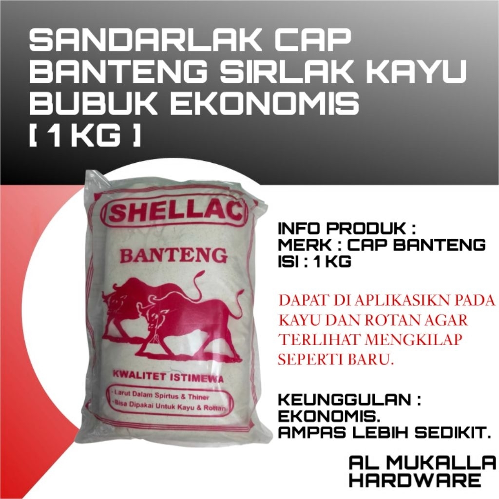 Jual [ 1 Kg ] Sirlak Shellac Sandarlak Bubuk Banteng Kemasan 1 Kg ...