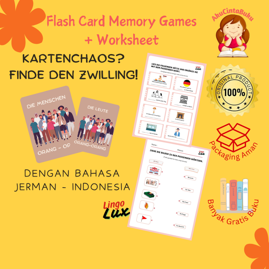 Jual Flash Card Matching Bahasa Jerman + Worksheet | Lembar Kerja ...