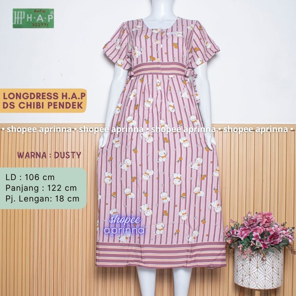 Jual Batik H.A.P Daster Chibi Lengan Pendek Panjang Semata Kaki Kancing ...