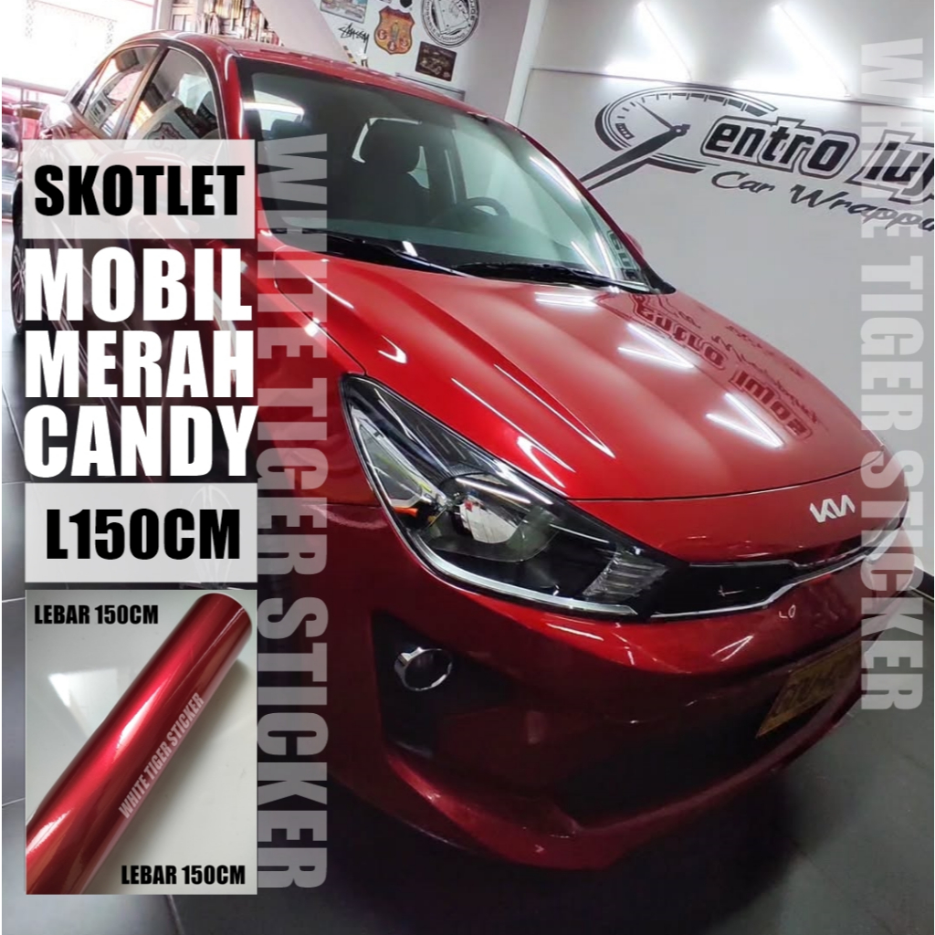 Jual SLOTLET STIKER MOTOR MOBIL MERAH METALIK CANDY LEBAR 150CM ...