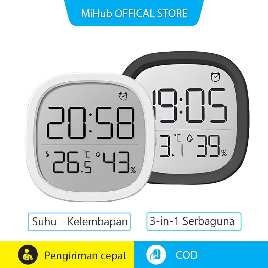 Jual Jam Digital Termometer Hygrometer Suhu Kelembapan Ruangan, LCD ...