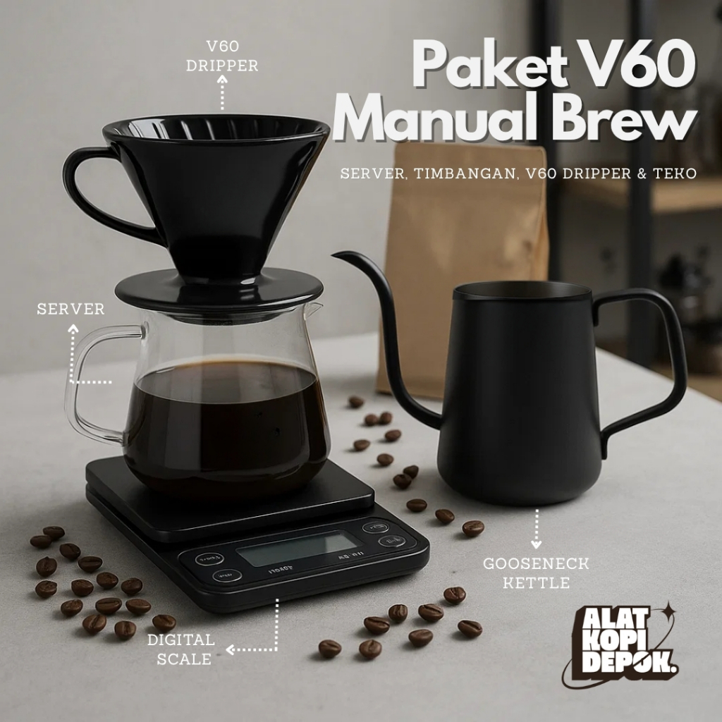 Jual Paket Alat Kopi V60 Manual Home Brew Dripper Set (Teko, Server ...