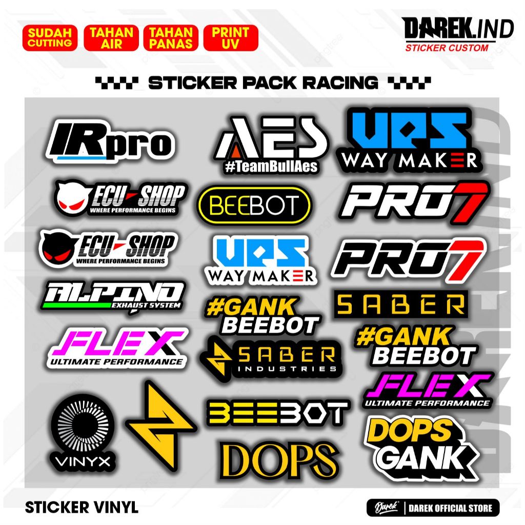 Jual STICKER PACK PRINT CUTTING RACING PRO7 BEEBOT SABER FLEX ECUSHOP ...