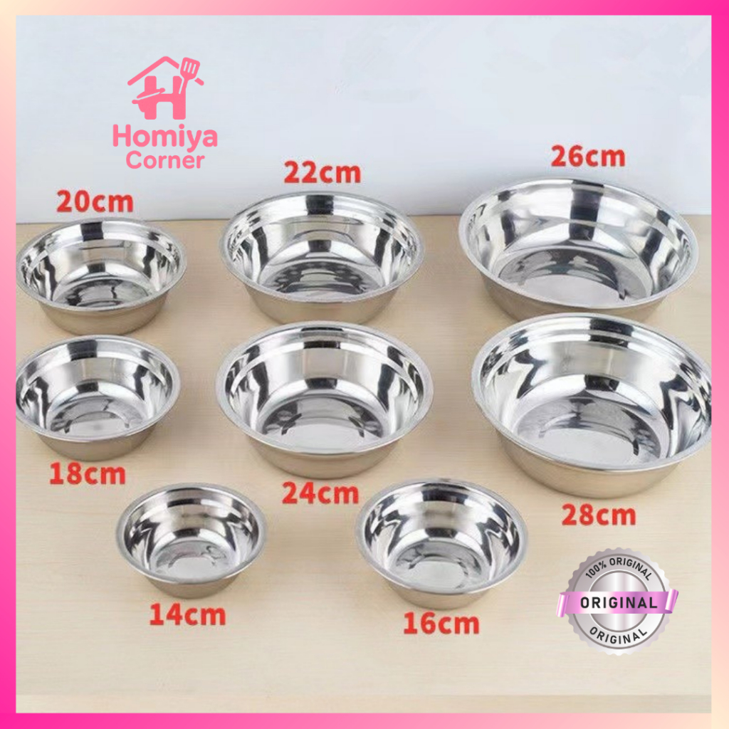 Jual Homiya Corner - Baskom Stainless Steel 14/16/18/20/22/24/26/28cm ...