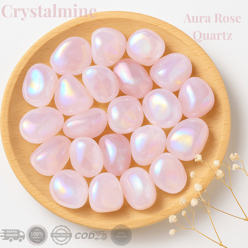 Jual CRYSTALMINE Aura Rose Quartz Crystal Tumble / Batu Kristal Healing Stone Meditasi Tumbled ...