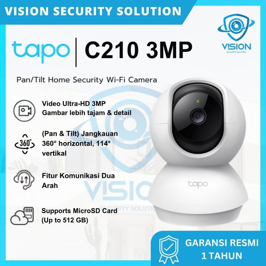 Jual Tapo by TP-Link C210 3MP Smart CCTV Indoor WiFi Camera Pan/Tilt 360° Two Way talk | Shopee ...