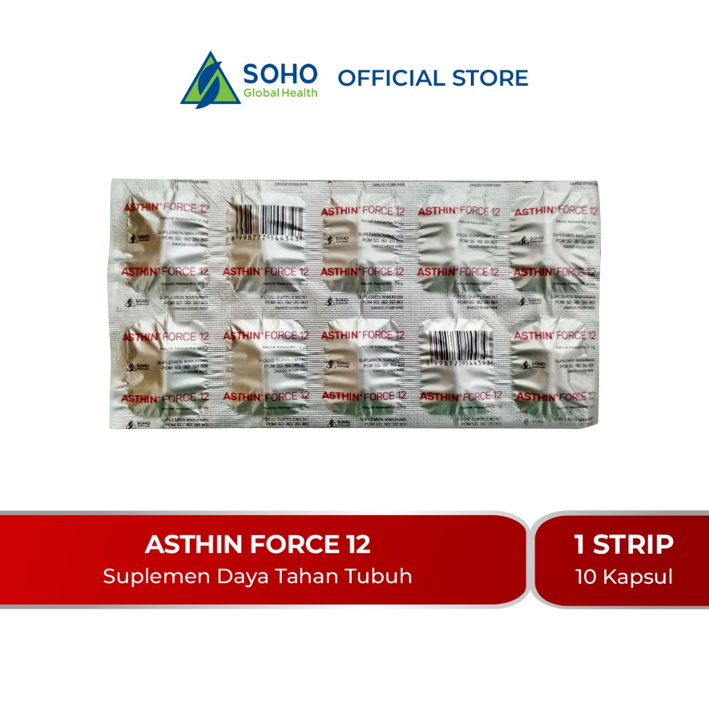 Jual Asthin Force 12 Suplemen Antioksidan + Healthy Skin isi 1 Strip ...