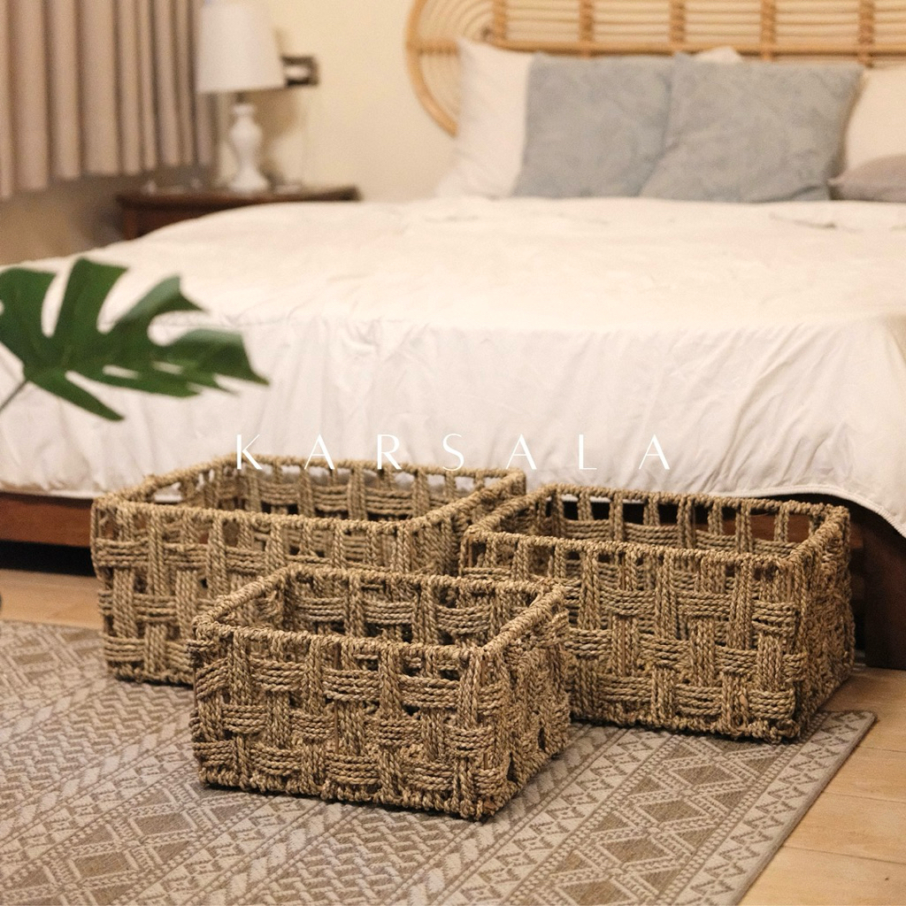 Jual KARSALA Minna Storage Box | Wadah Buku Keranjang Laundry Anyaman ...