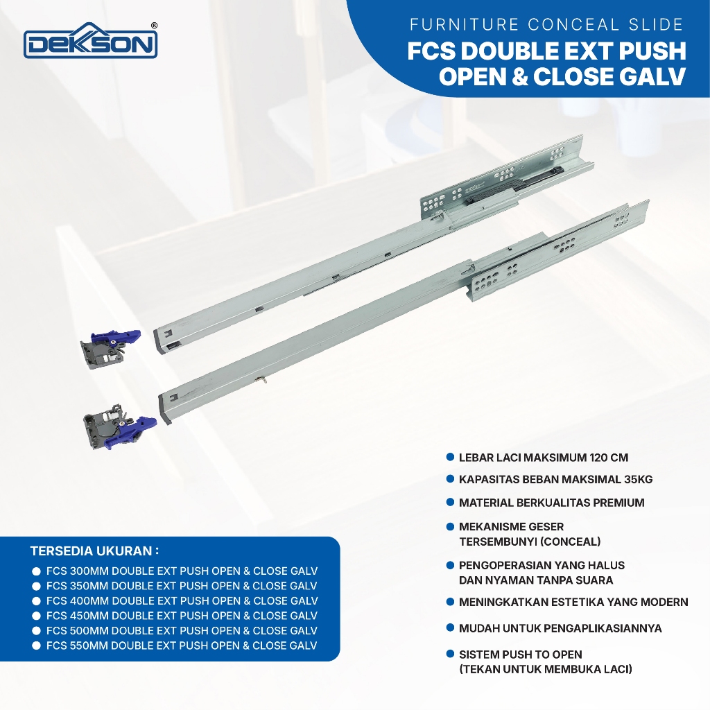 Jual DEKKSON Furniture Conceal Slide Rel Laci Tanam Tandem FCS DBL EXT ...