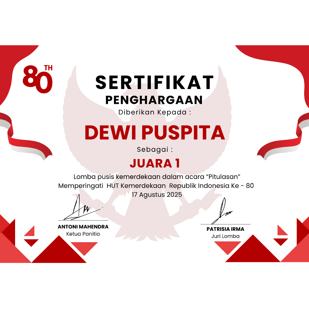 Jual Desain piagam penghargaan / sertifikat pemghargaan HUT RI | Shopee ...