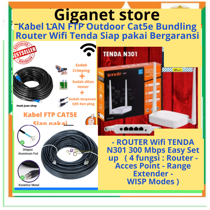 Jual Kabel LAN FTP Outdoor Cat5e Router Wifi 10m 15m 20m 25m 30m 35m ...