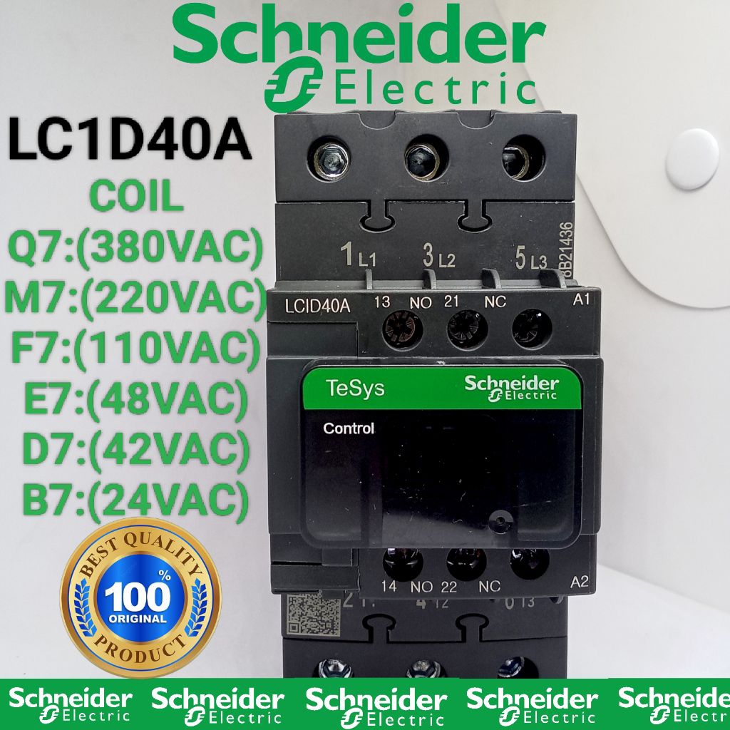 Jual kontaktor contactor lc1d40ab7 lc1d40a b7 24v 60a 3p lc1d40b7 ...