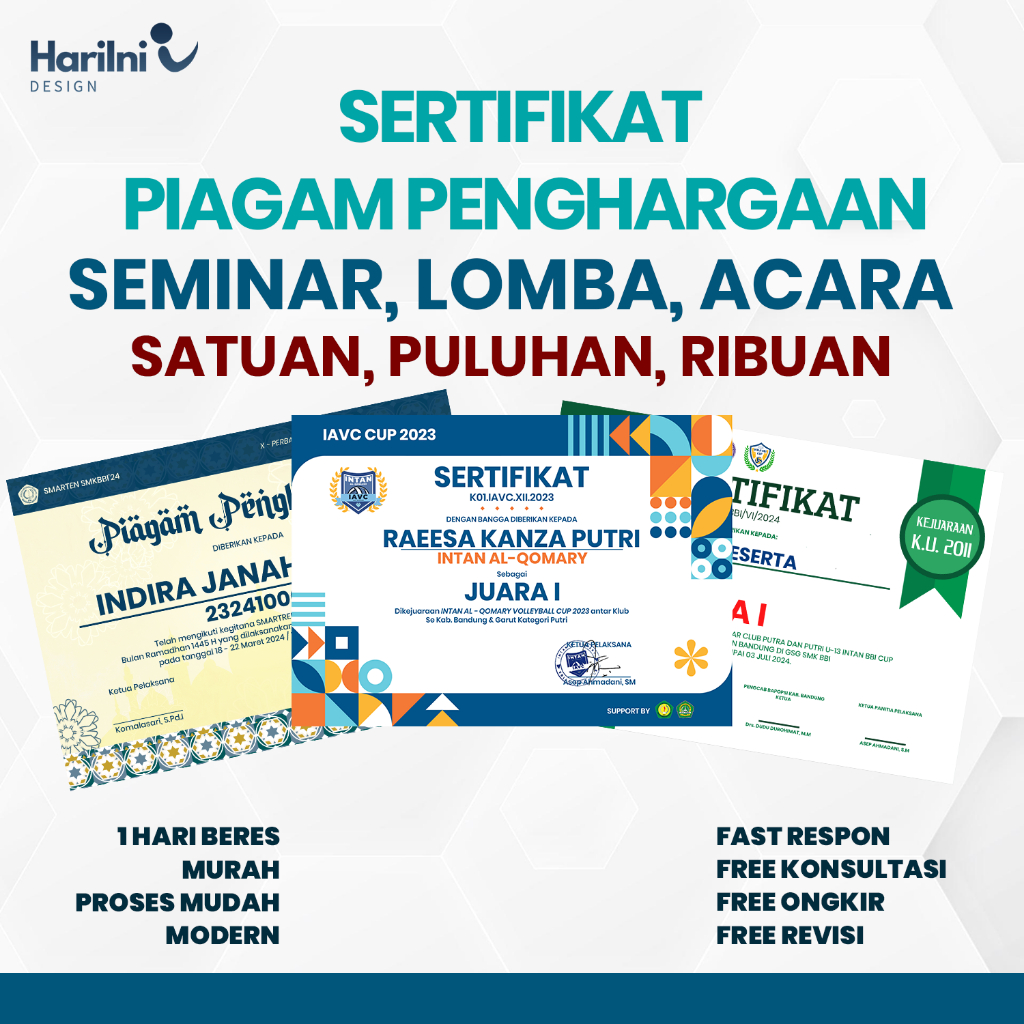 Jual DESAIN Custom Piagam Penghargaan Sertifikat Lomba Komunitas ...