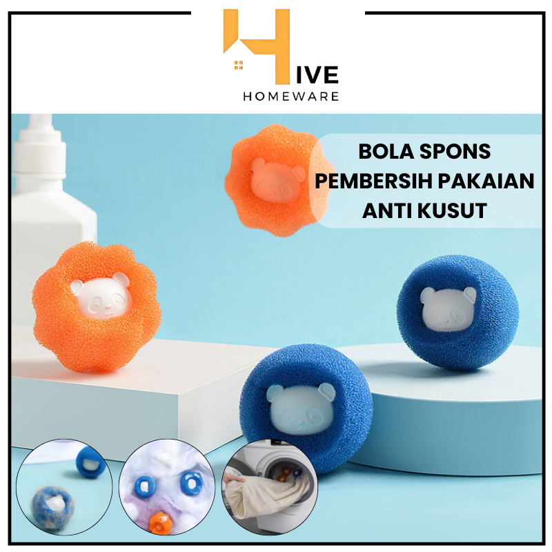 Jual HIVE Bola Spons Pembersih Pakaian Anti Kusut Reusable Untuk Mesin ...