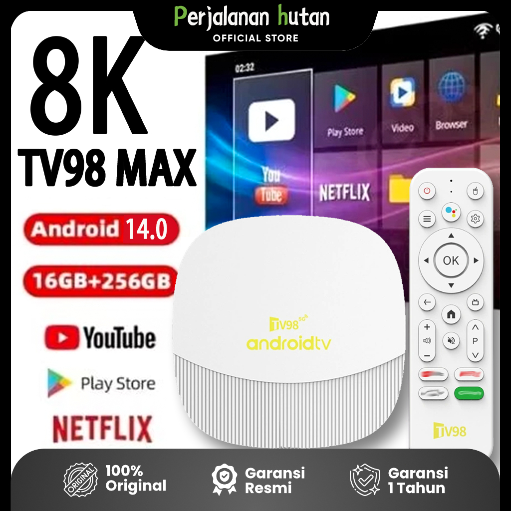 Jual TV98 ATV MAX TVBOX Android 14 - 8K Ultra HD, WiFi Dual Band 5G, Bluetooth, Kontrol Suara ...