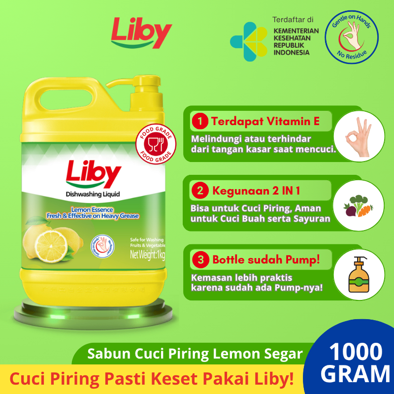 Jual LIBY Sabun Cuci Piring Lemon 1 Liter Pump - Dishwashing Liquid ...