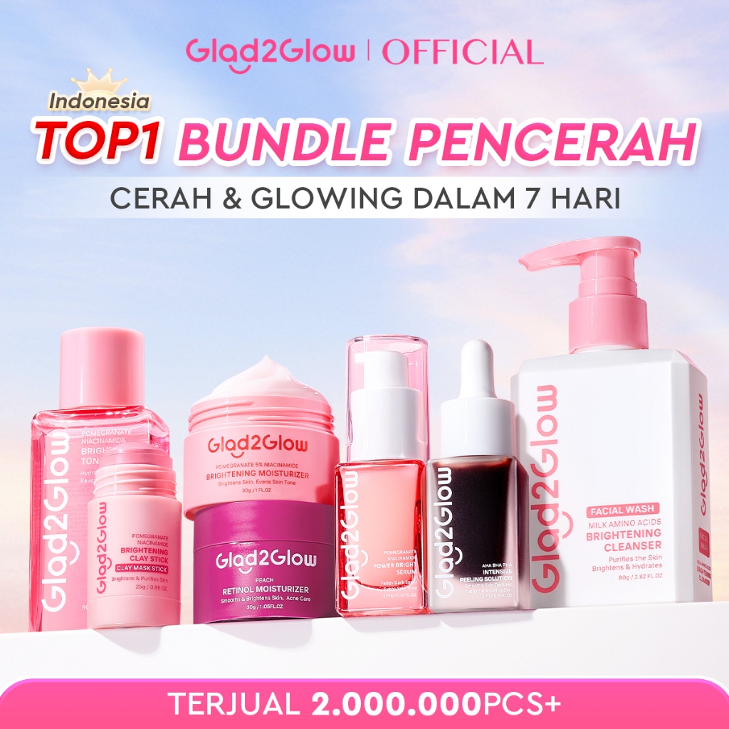 Jual [ORDER NOW, HEMAT 40K] Glad2Glow Cerah Glowing Bundle all in 1 7in1-Brightening Moisturizer ...