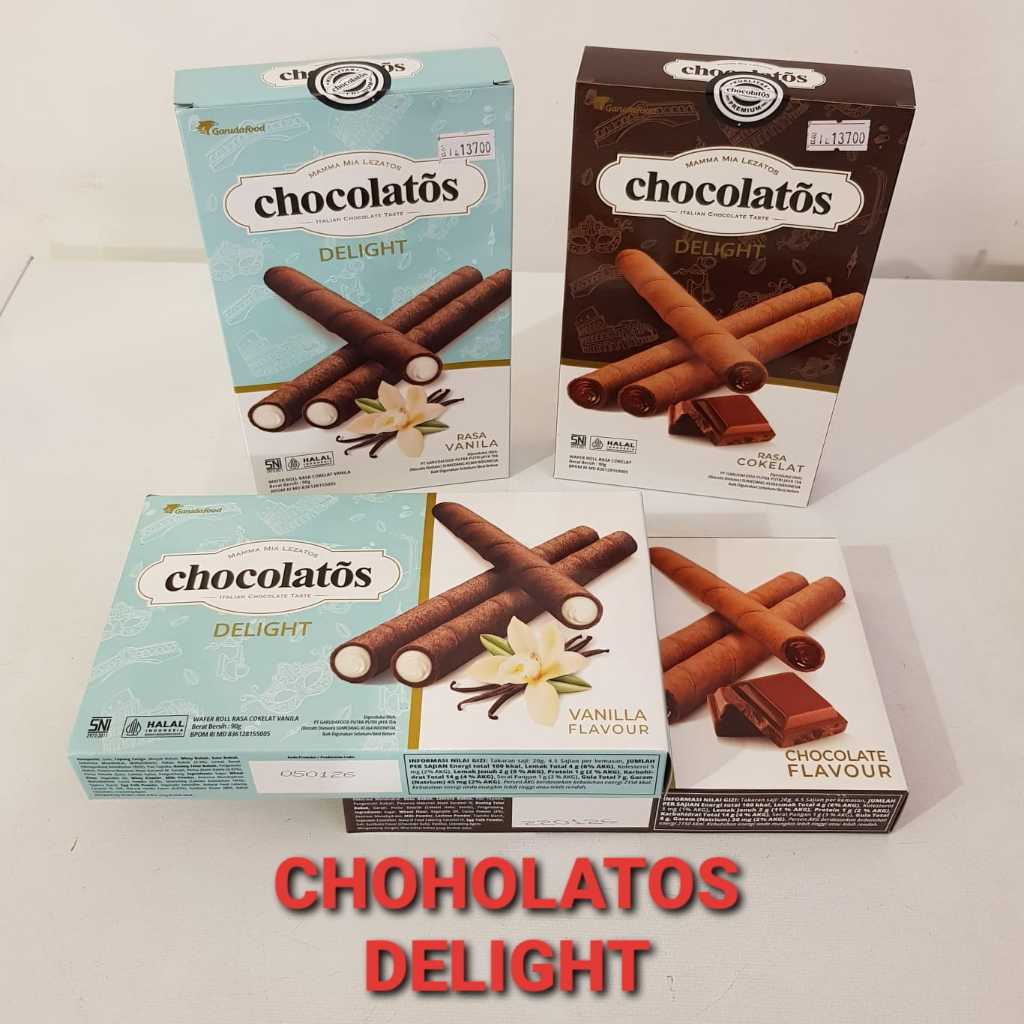 Jual CHOCOLATOS Delight / Wafer Roll / Wafer Rasa Coklat & Vanilla ...