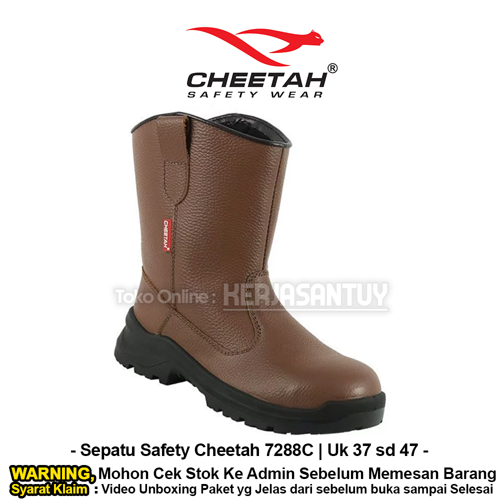 Jual Cheetah 2288C Sepatu Safety Boot Tinggi Coklat / Safety Boots Slip ...
