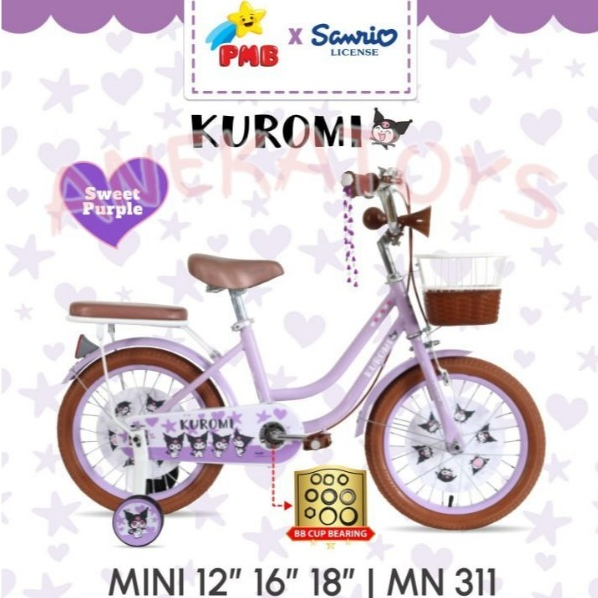 Jual Sepeda Mini Anak Perempuan PMB Mortein MN311 Kuromi 12/16/18x2.125 ...