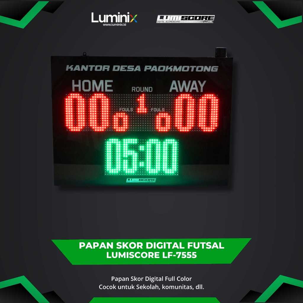 Jual Digital Scoreboard Futsal Lumiscore LF-7555 – Tampilan LED Full ...