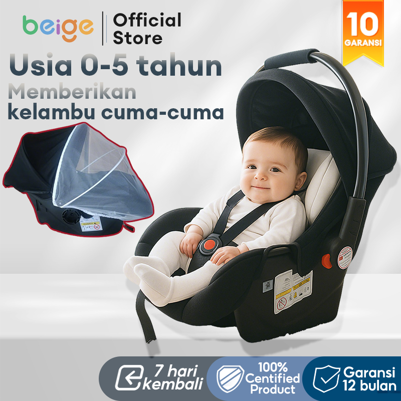 Jual BEIGE Carseat Bayi Newborn 0-15kg | Kursi Mobil Bayi Portable Aman ...