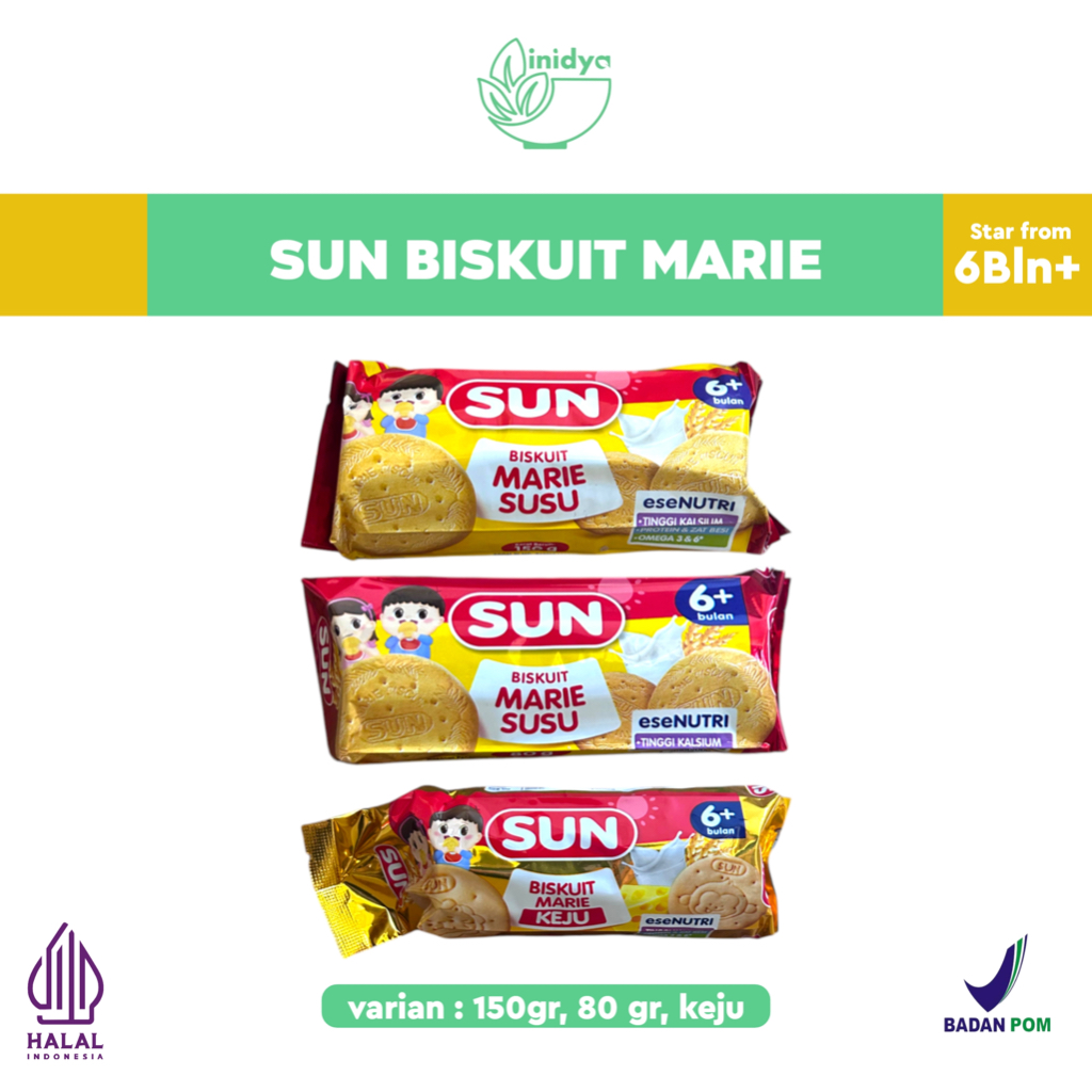 Jual SUN Biskuit Marie Susu 150gr 80gr - Biskuit Bayi Cemilan Bayi Kue ...