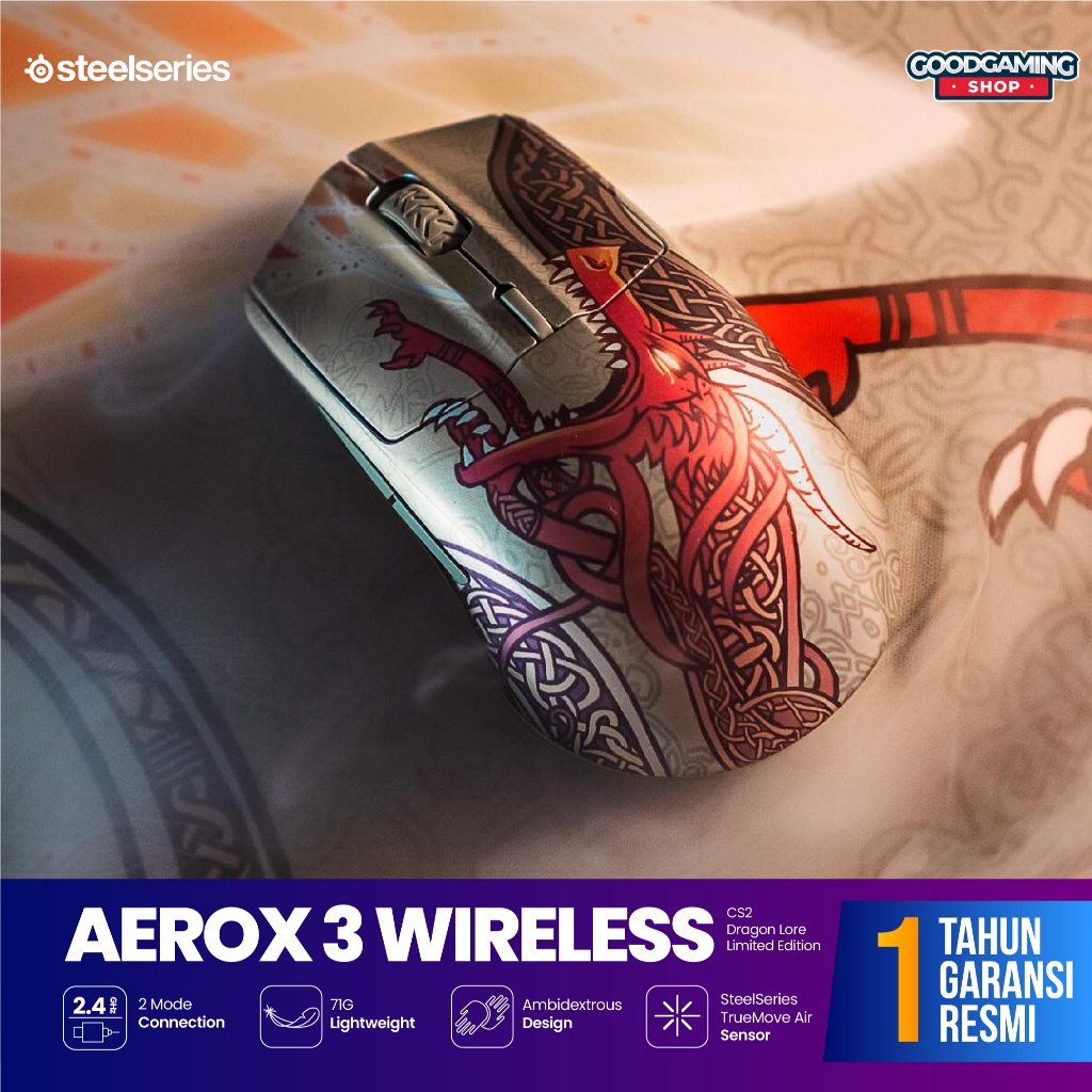Jual Steelseries Aerox 3 Wireless CS2 Dragon Lore Limited Edition - Gaming Mouse | Shopee Indonesia