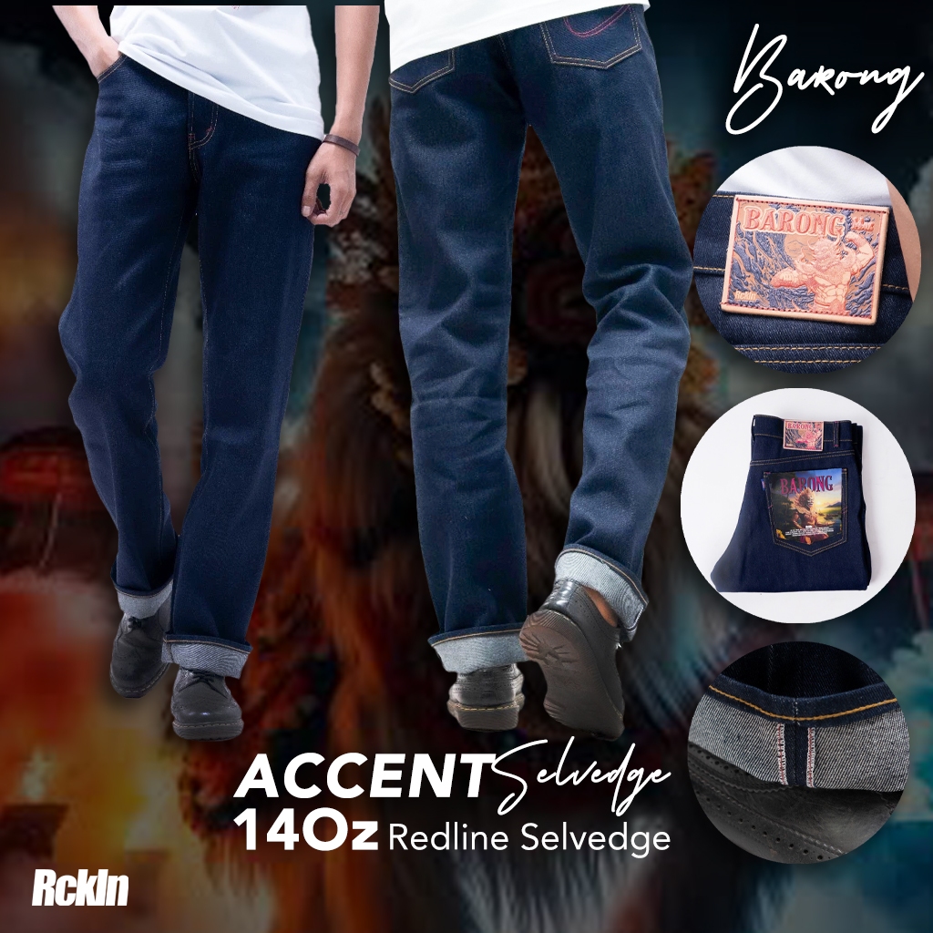 Jual RCKLN - Selvedge Accent BARONG Raw Denim 14oz Slim Straight Cut ...